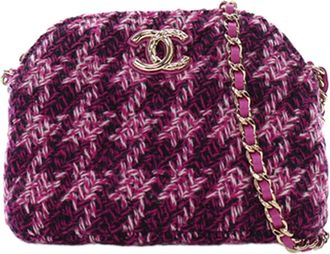 Chanel Tweed Houndstooth Clutch On Chain