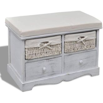 vidaXL Vidaxl - Banc de rangement Blanc 62x33x42 cm Bois de paulownia