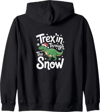 Mapanoli Design Trexin Through The Snow Lustiges Dino-Weihnachten Kapuzenjacke