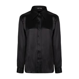 Tom Ford Femme, Blouses et Chemises, Noir, Taille: 40 FR Chemise noire en soie coupe fluide