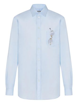 Moschino chemise &agrave; imprim&eacute; lunettes - Bleu