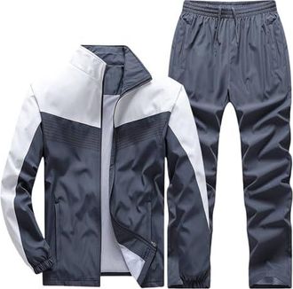 Generic Ensemble de survêtement léger pour homme, pantalon et haut à manches longues avec poches, fermeture éclair intégrale, haut et pantalon de jogging 2 pi