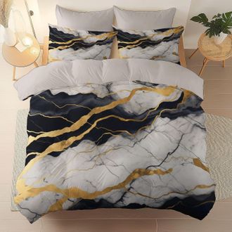 Generic 240 x 220 cm Grau Weiche Bettw&auml;sche, Realistische Kunst Marmor Bettw&auml;sche-Sets Mikrofaser mit Rei&szlig;verschluss, Allergiker Bettdeckenbezug &uuml;r M&auml;dchen Ju