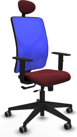 Piqueras y Crespo B&uuml;rostuhl, ideal f&uuml;r die Arbeit, mit 1D-Armen, h&ouml;henverstellbare Lendenwirbelst&uuml;tze und festes Kopfteil, ausgestattet mit Syncro/Traslack. Blau/Granat