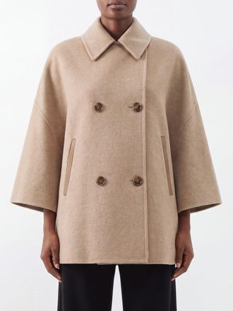 Max Mara Manteau crois&eacute; longueur genou en pur cachemire avec &eacute;paules tombantes