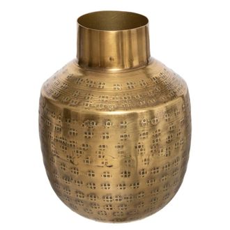 Atmosphera Atmosphera - Vase Oasis - geh&auml;mmertes Metall - goldfarben H. 15 cm - Model 1