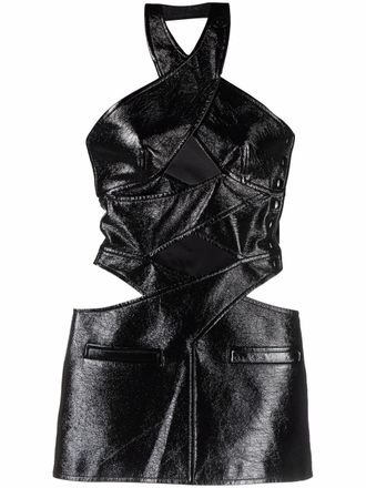 Courr&egrave;ges robe courte &agrave; d&eacute;coupes - Noir