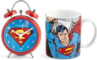 hOme DC Comics Superman Set Tasse + r&eacute;veil, Porcelaine + m&eacute;tal, 360 CC