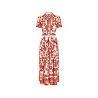 Dolce & Gabbana Kleid aus Majolika-Print-Twill - - Dresses - Damen - Orange - L