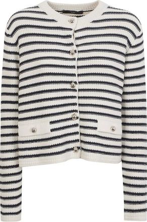 Max Mara Femme, Pulls, Beige, Taille: 40 FR Cardigan en maille ray&eacute;e