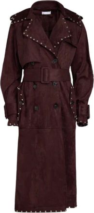 Weili Zheng Femme, Manteaux, Brun, Taille: 42 FR Long Suede Trench with Studded Trim