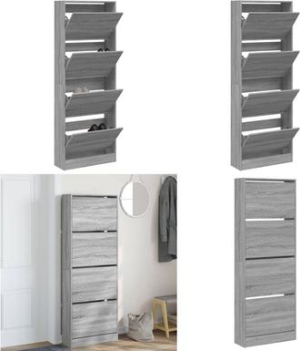 vidaXL Vidaxl - Schuhschrank Grau Sonoma 60x21x163,5 cm Holzwerkstoff - Schuhschrank - Schrank - Garderobe - Aufbewahrung - Schuhregal - Home & Living