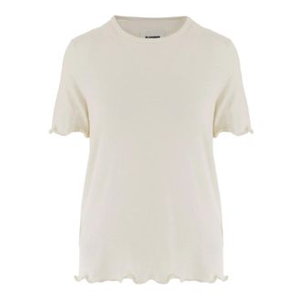 Jil Sander Femme, Tops, Blanc, Taille: 42 FR Silk Blend T-Shirt