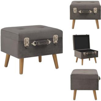vidaXL Vidaxl - Tabouret de rangement 40 cm Gris Velours - Tabouret De Rangement - Tabouret Coffre - Meuble De Rangement - Chaise De Salle &agrave; Manger