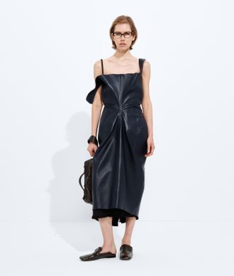 Bottega Veneta Robe en cuir l&eacute;g&egrave;rement brillant - Bleu - Femme - 32
