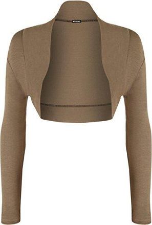 WearAll Boléro Cardigan à Manches Longues - Hauts - Femmes - Moka - 40-42