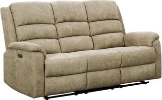 Vente-Unique Vente-unique - Canapé 3 places relax électrique en tissu taupe avec tablette nevers