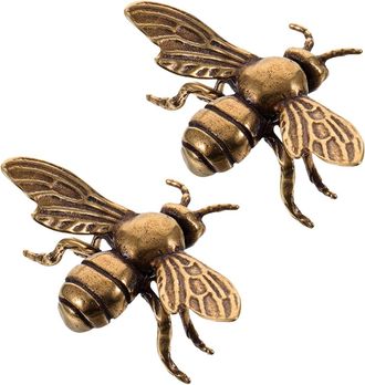 Holibanna 2 St&uuml;ck Messing Bienen Figur Vintage Stil Bienen Deko Garten Metall Skulptur Schreibtisch Dekoration