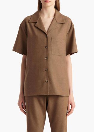 Khaite Wool-Blend Button-Front Overshirt - Caramel