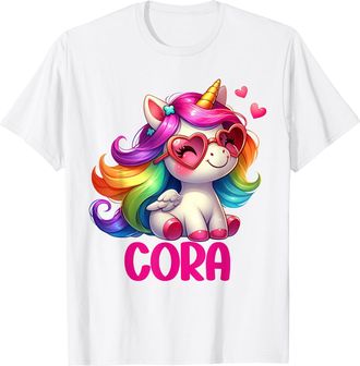 BDAZ Cora Einhorn Name personalisiertes Design T-Shirt