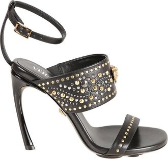 Versace Femme, Chaussures, Noir, Taille: 39 EU La Medusa 105 Studded Leather Sandales