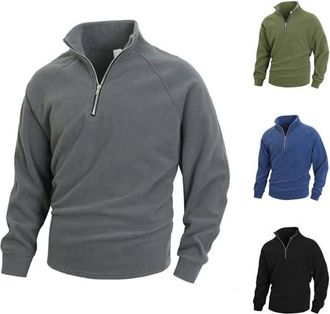 Generic Sweat &agrave; capuche &agrave; col zipp&eacute; pour homme - Sweat &agrave; capuche &agrave; fermeture &eacute;clair 1/4 - Pull &agrave; capuche tendance &agrave; manches longues - Confortable - Couleur un