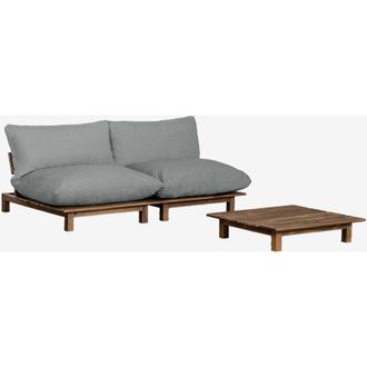 Sklum Gartenset mit 2-teiligem modularen Liegesofa und Couchtisch aus Brina-Akazienholz Grau Anthrazit - Sklum
