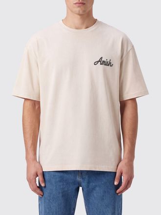 Amish T-shirt &agrave; col rond en coton avec imprim&eacute; logo graphique et &eacute;paules tombantes