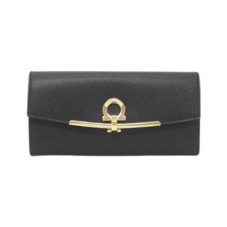 Ferragamo Portefeuille long bifold en cuir Pre-owned - Femme - Pre-owned - Noir - Taille: ONE Size