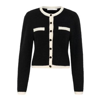 Gestuz Kontrast Cardigan Schwarz/Ivory Kombination - - Knitwear - Damen - Schwarzk - 2XS