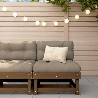 vidaXL Vidaxl - Canap&eacute; central avec coussins marron miel bois de pin solide