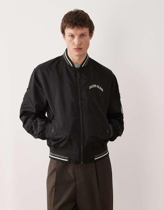 Calvin Klein Jeans Bomber graphique en nylon - Noir