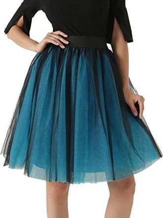 Generic Jupe en jean noire longue pour adulte, superpos&eacute;e, bal court, jupe midi belle, Bu2, XXL