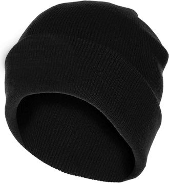 MFH Kurze Rollm&uuml;tze Thinsulate gestrickt gef&uuml;ttert Strickm&uuml;tze Winterm&uuml;tze M&uuml;tze (Schwarz)