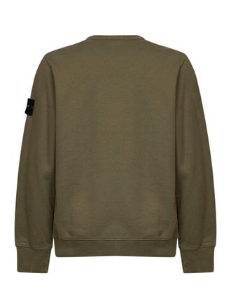 Stone Island Mens Crewneck Sweatshirt Organic Stretch Cotton Military Green Sweatshirts Sweater