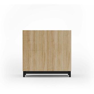 HERDASA Meuble à chaussures, modèle COPENHAGUE, en mélamine chêne doré et pieds laqués noir