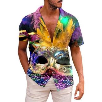 Generic Chemise hippie &agrave; paillettes pour homme - Costume de f&ecirc;te &agrave; th&egrave;me - Confortable - Imprim&eacute; ann&eacute;es 80 - Costume vintage traditionnel pour homme, 127 Viol