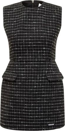 Msgm Msgm, Femme, Robes, Noir, Taille: 38 FR Mini Robe en Tweed Double &Eacute;paisseur