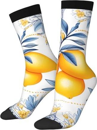 Generic Citrons De Sicile Fruits D&Eacute;t&eacute; Chaussettes Fantaisie Chaussettes Sport &Eacute;vacuant LHumidit&eacute; Chaussette Homme Pour Quotidien Bureau Cyclisme 40Cm
