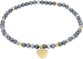 Amor Cupidon Bracelet Acier Inoxydable Bracelet Femme, avec Hématite, Avec Perle Coquillage, 17 cm, Gris, Livré dans une Boîte Cadeau Bijoux, 2039084