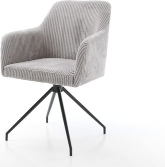 DELIFE Esszimmerstuhl Greg-Flex Cord Silbergrau Kreuzgestell konisch Schwarz Taschenfederkern, Esszimmerstühle