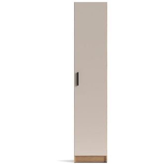 PEGANE Armoire Placard meuble multifonctionnel 1 portes et 4 &eacute;tag&egrave;res coloris Beige/ch&ecirc;ne Mauvella - Longueur 37 x Hauteur 180 x Profondeur 34,4 cm