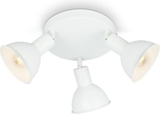 Briloner Leuchten - Retro Deckenlampe, 3-flammige Retro Deckenleuchte, Deckenspot E14, Verstellbar, Weiß, 190 x 140 mm, 2674-036