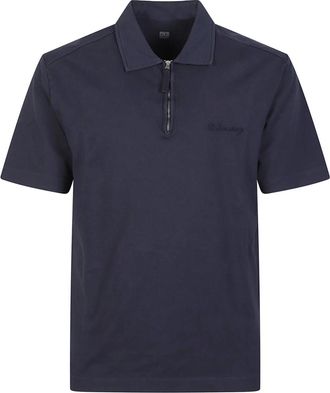 C.P. Company C.p. Company, Homme, Tops, Bleu, Taille: M Polo &agrave; quart de zip avec logo brod&eacute;