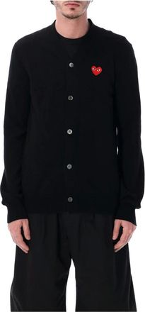 Comme Des Gar&ccedil;ons Homme, Pulls, Noir, Taille: XL Heart-Patch Wool Cardigan
