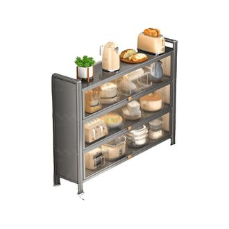 Generic Sideboard mit gro&szlig;em Fassungsverm&ouml;gen, Schrank aus Kohlenstoffstahl, mit Magnetgriffen und erh&ouml;htem Seitenteil, geeignet for K&uuml;che und Wohnzimmer(Colo