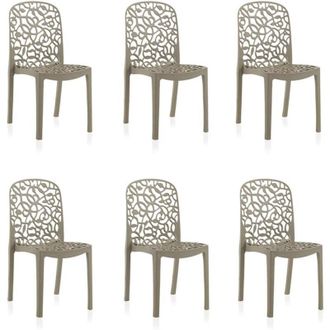 PEGANE Pegane - Lot de 6 chaises de jardin empilables en r&eacute;sine taupe - R&eacute;sistance aux intemp&eacute;ries - Conception ergonomique - Dimensions 47x50x87 cm