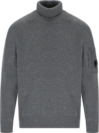 C.P. Company C.p. Company, Homme, Pulls, Gris, Taille: XL Pull en Laine Gris à Col Roulé avec Poche