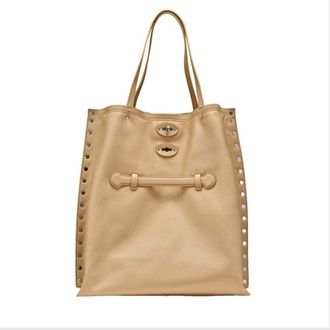Zanellato Femme, Sacs, Beige, Taille: ONE Size Sac à bandoulière en cuir beige Saeta