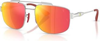 Ray-Ban Rb3789m Scuderia Ferrari Collection Sonnenbrillen Silber Fassung Grau Glas 58-18